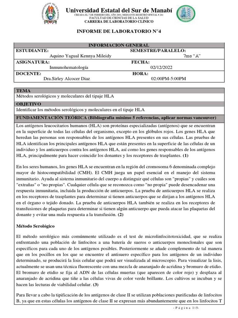 Métodos Serológicos y Moleculares en El Tipaje HLA | PDF