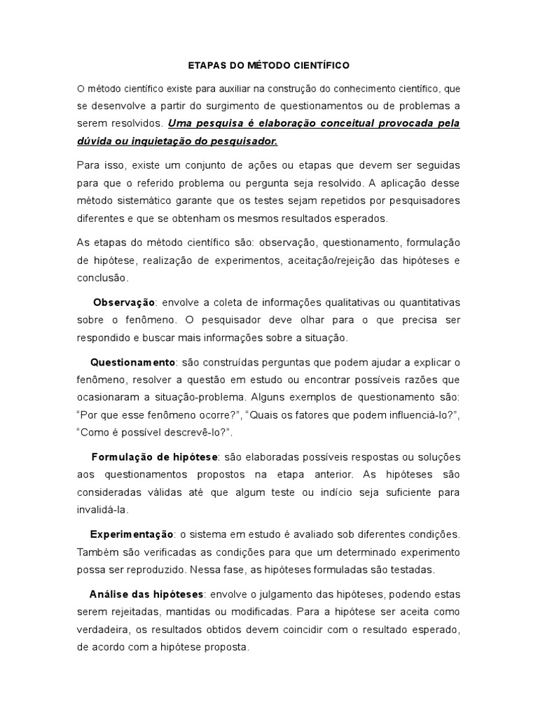 Etapas Do Método Científico Pdf