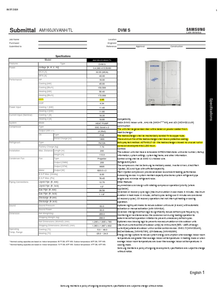 Submittal Samsung | Download Free PDF | Mechanical Engineering | Electrical Engineering