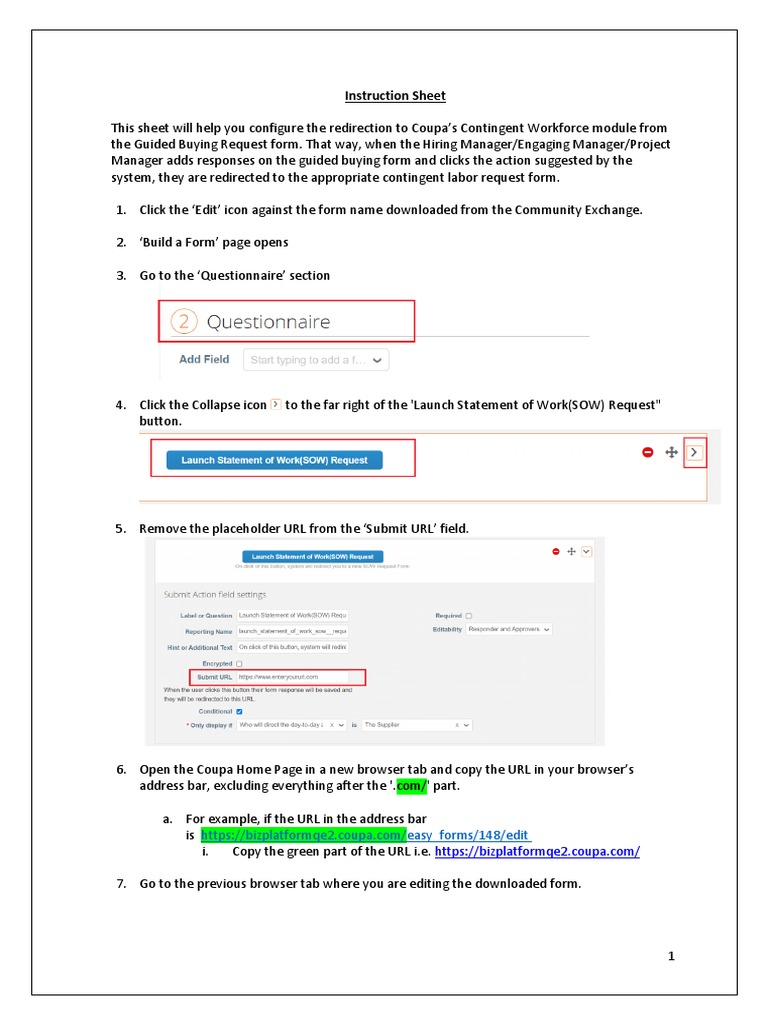 Coupa Form Redirection Guide | PDF | Hypertext | Internet