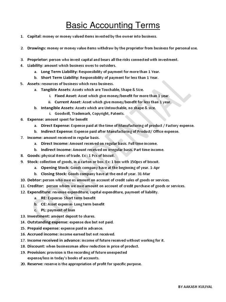 Essential Accounting Terms Explained | PDF | Expense | Investing