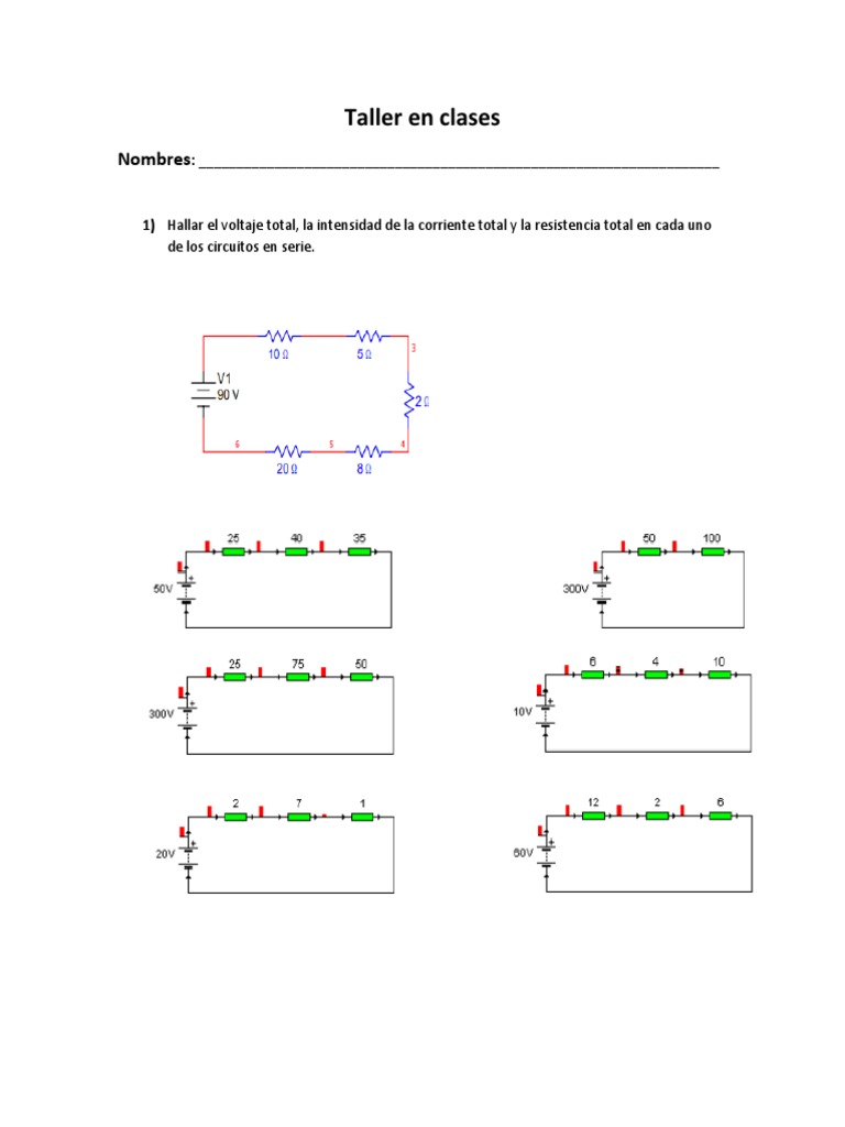 Taller en Clases Circuito en Serie y Paralelo | PDF | Métodos y ...