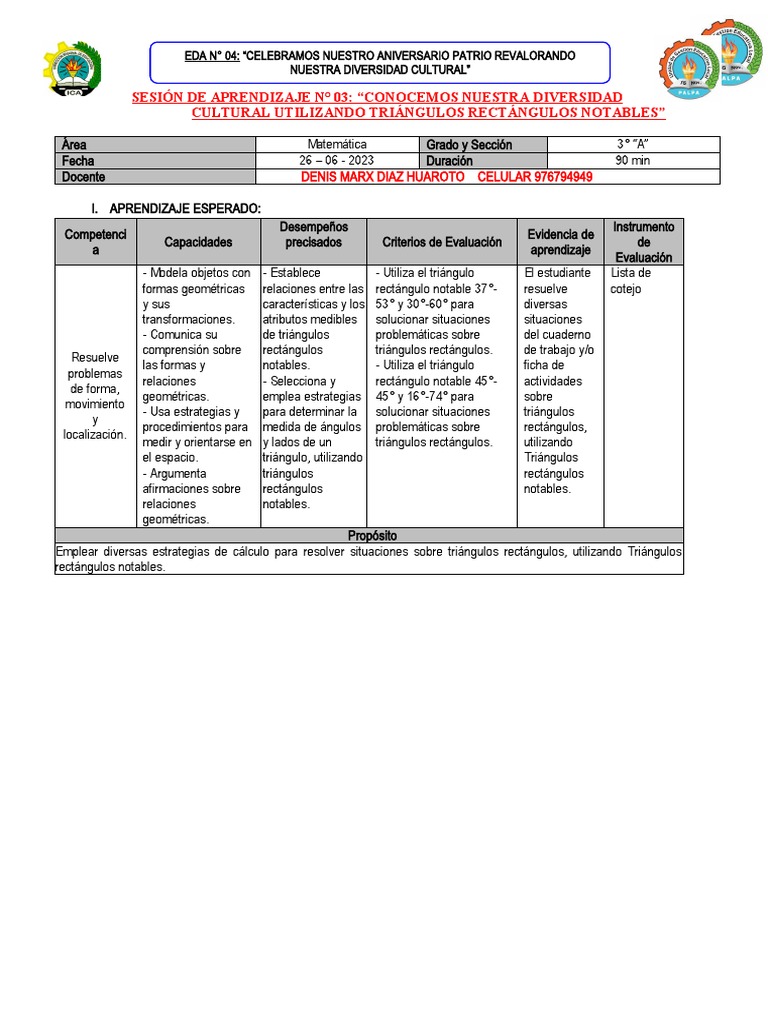 3°-SESION 3-EDA 4 Triangulos Notbales | PDF