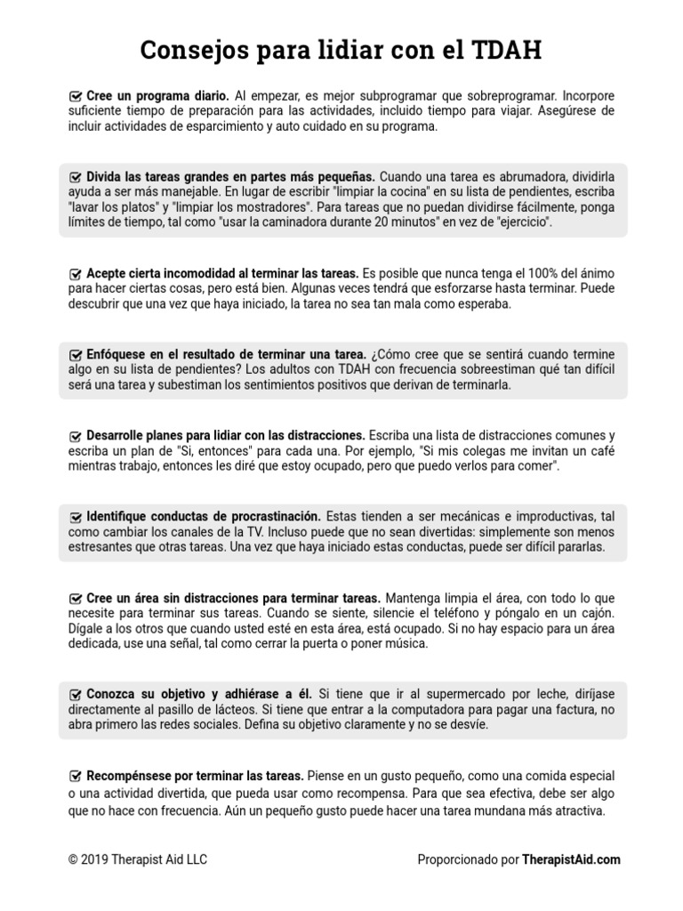 Tips For Managing Adhd Spanish | PDF