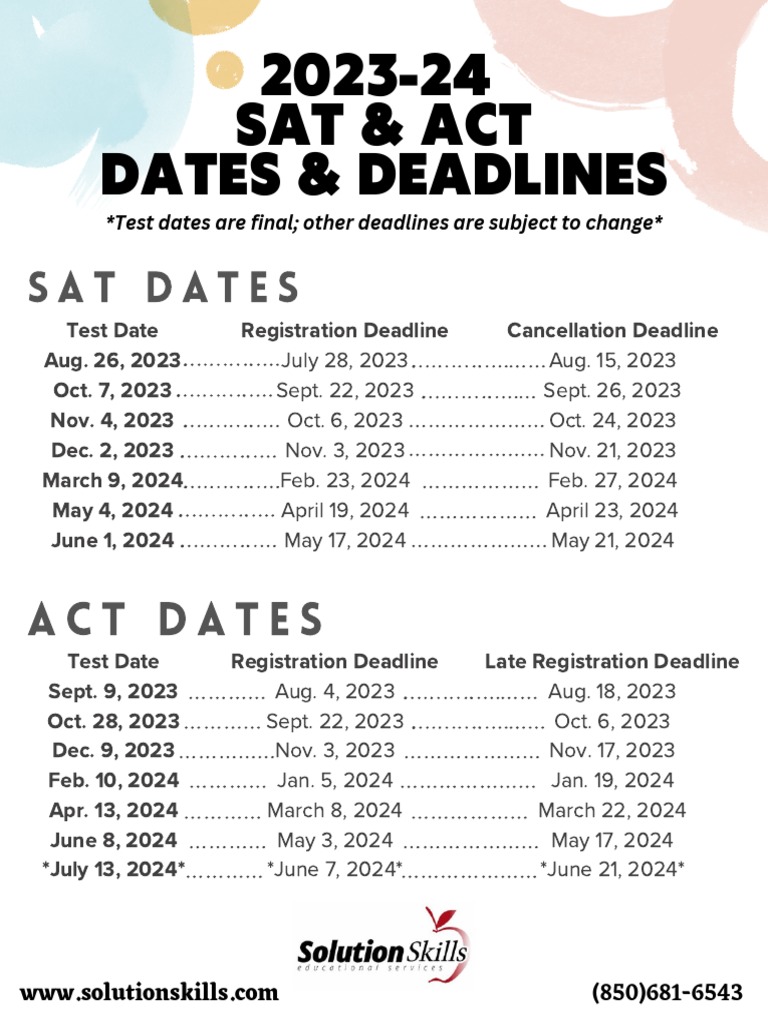 Sat Act Dates 23-24 II | PDF | Technology & Engineering