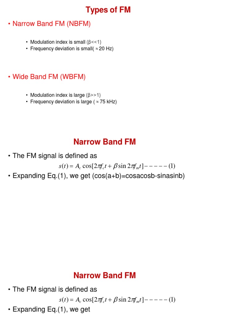 12 Narrow Band and Wide Band FM | PDF | Frequency Modulation | Electromagnetic Radiation