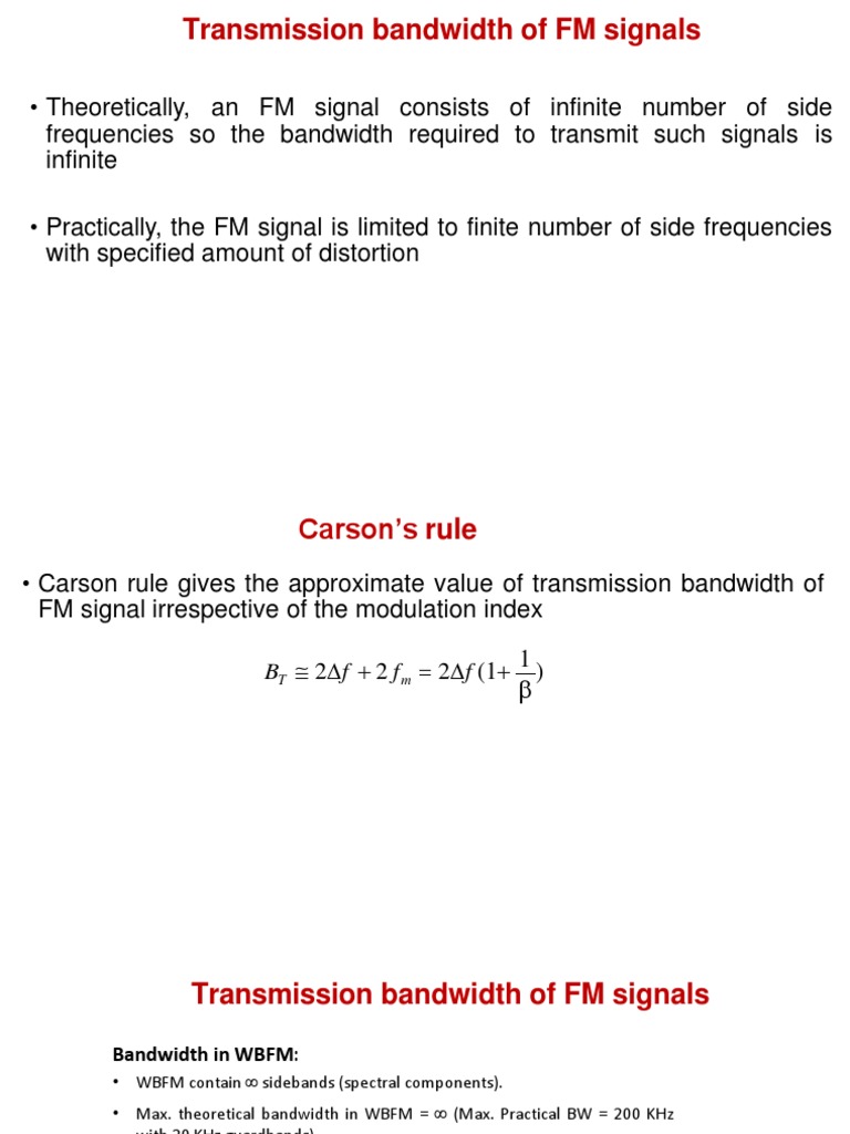 13 Transmission Bandwidth Of Fm Signals Pdf Frequency Modulation