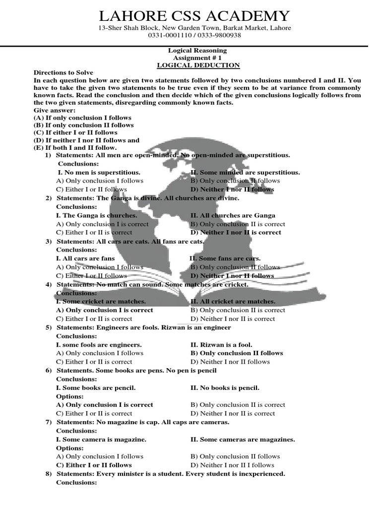 02 Logical Deduction Answer Key | PDF
