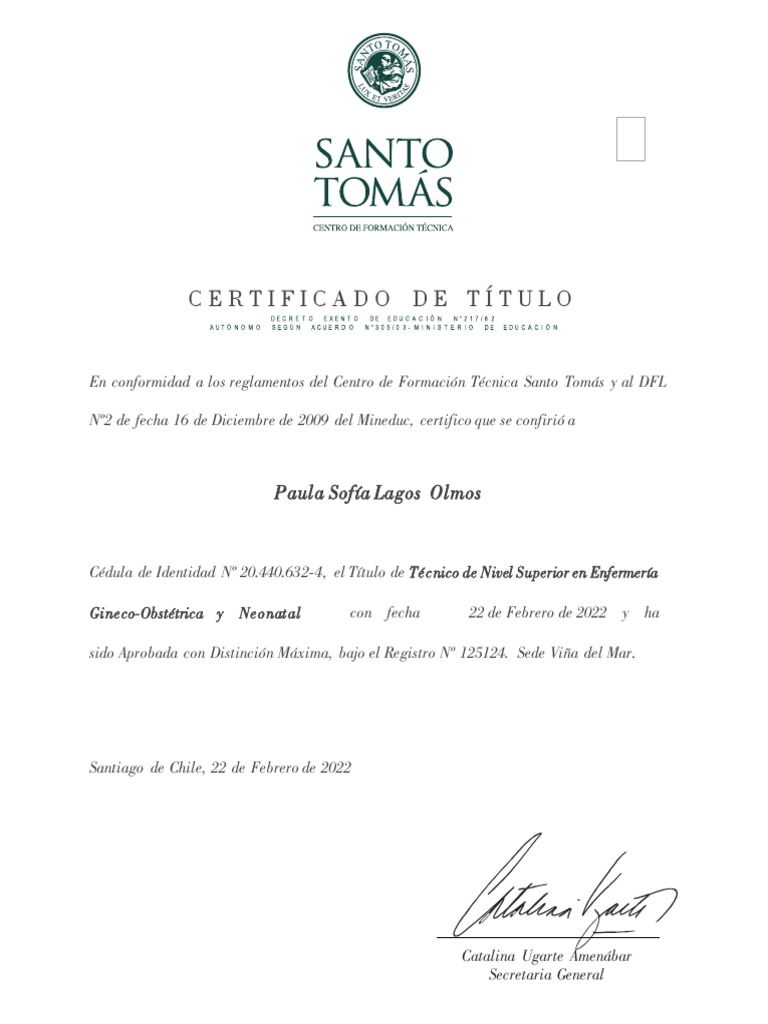 Certificado de Título, Paula Lagos Olmos | PDF