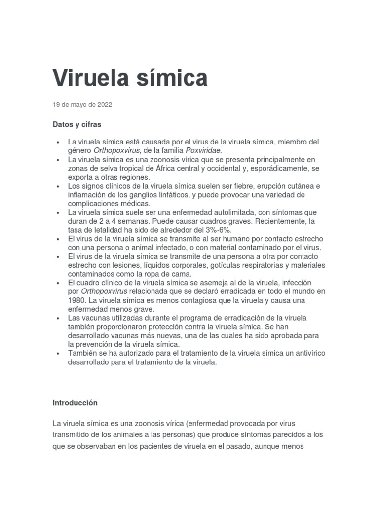 Viruela Símica | PDF | Viruela | Virus