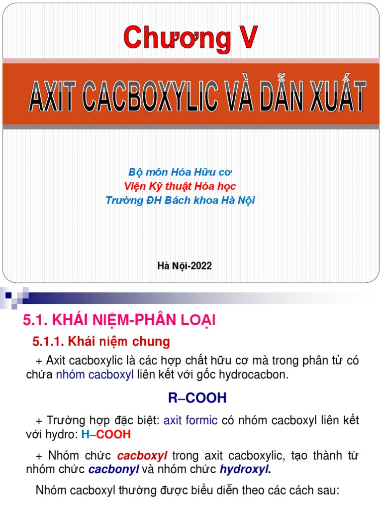 Chương 5 Axit Cacboxylic và Dẫn xuất | PDF