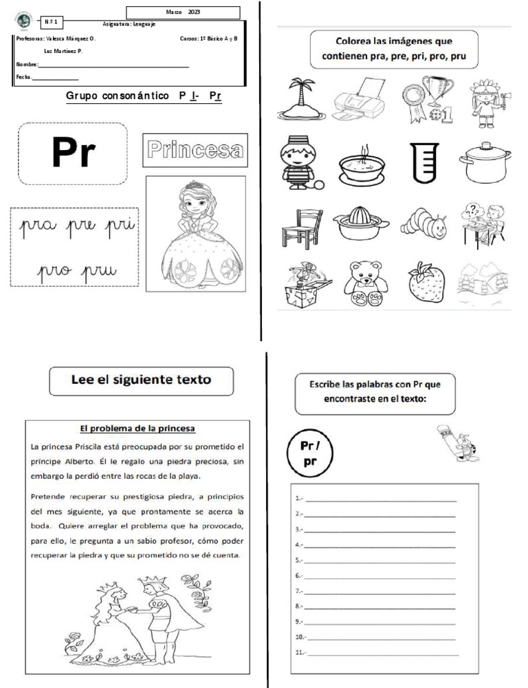 01 Guía Grupo Consonanticos PR I | PDF