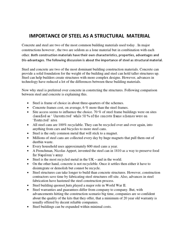 Steel As A Structural Material Pdf Concrete Steel