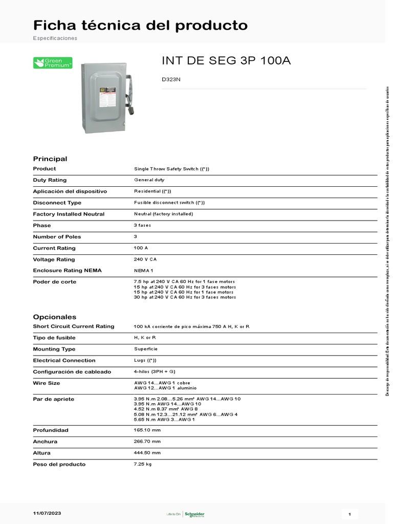 Interruptores Generales de Seguridad - D323N | PDF | Ciencias fisicas ...
