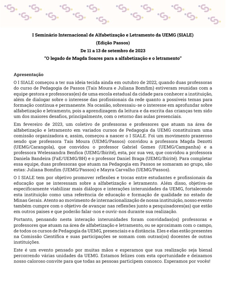 INFORMAÇÕES I SIALE UEMG | PDF
