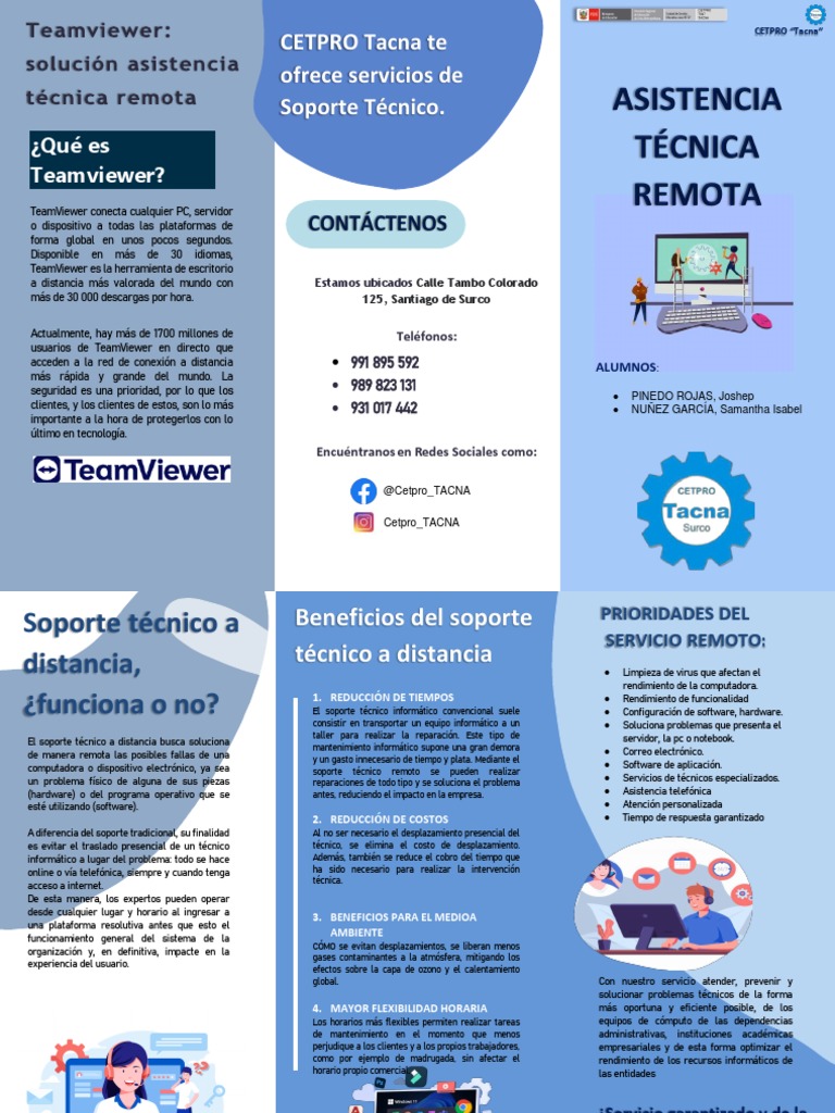 Tríptico Asistencia Tecnica Remota Final | PDF | Soporte técnico | Ciencias de la Computación