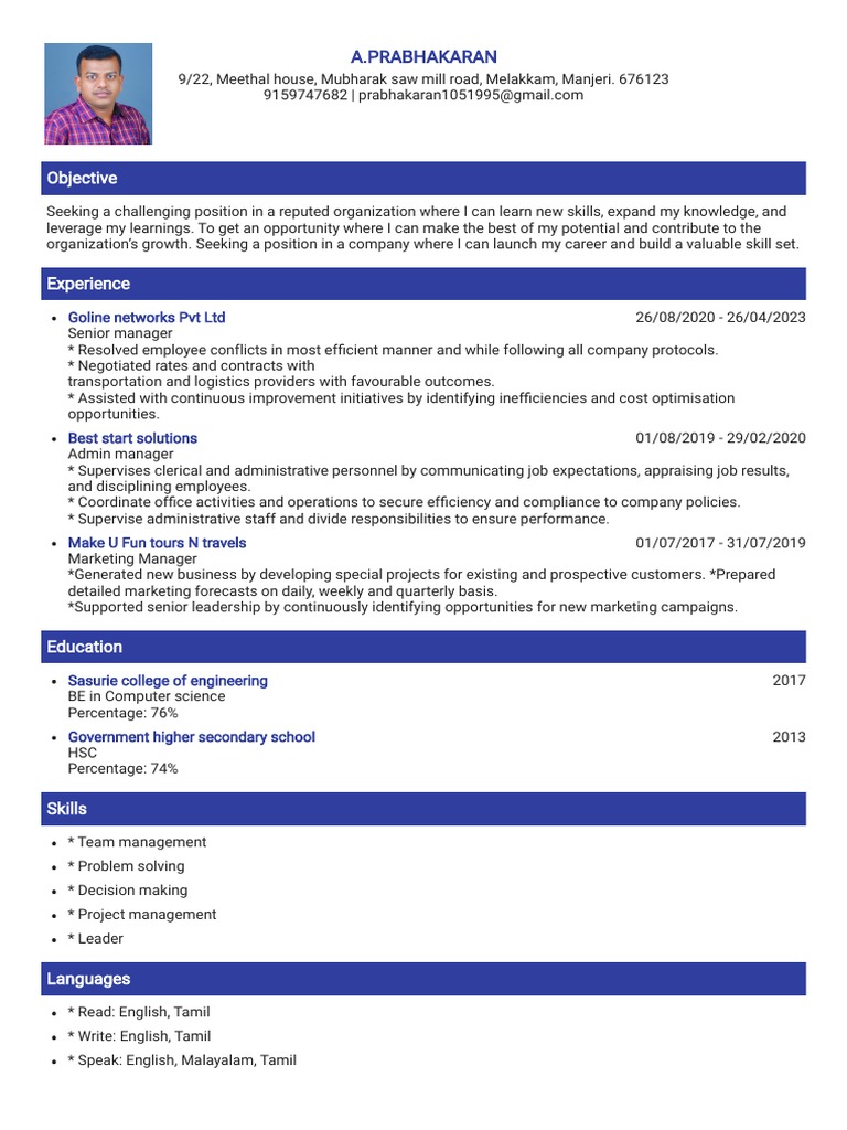 Prabhakaran’s resume | PDF