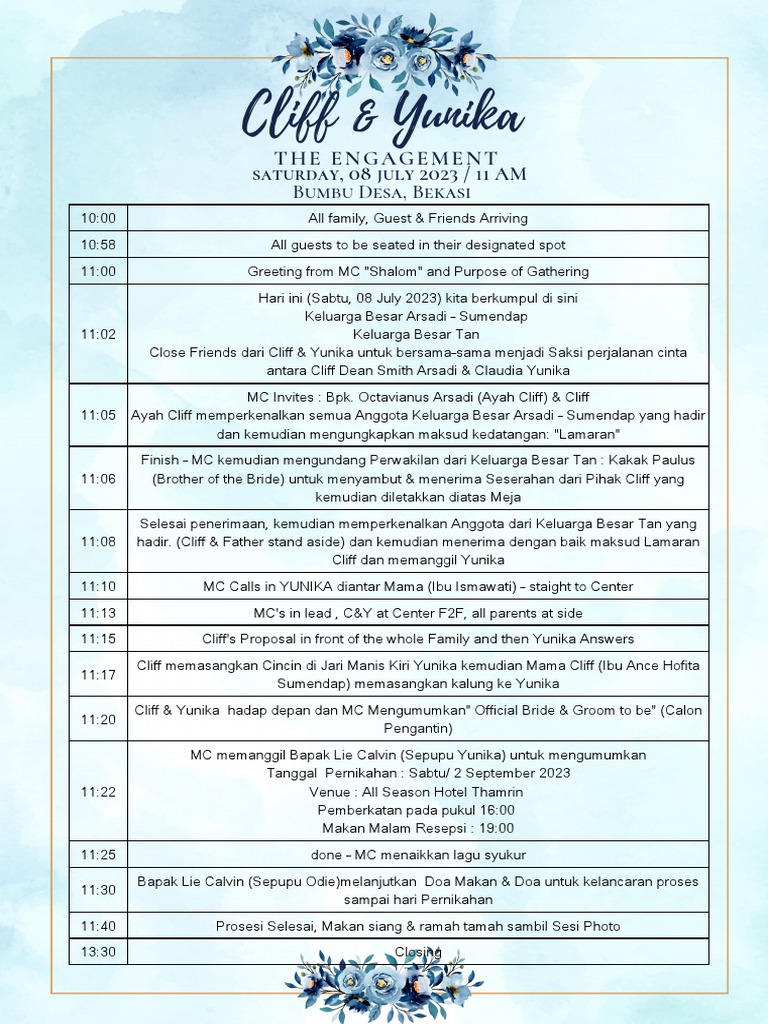 Susunan Acara - Engagement | PDF