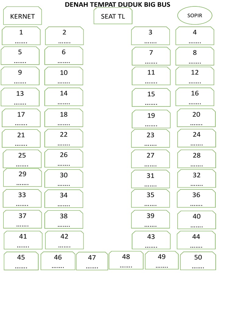 Denah Tempat Duduk BIG BUS 50 SEAT | PDF