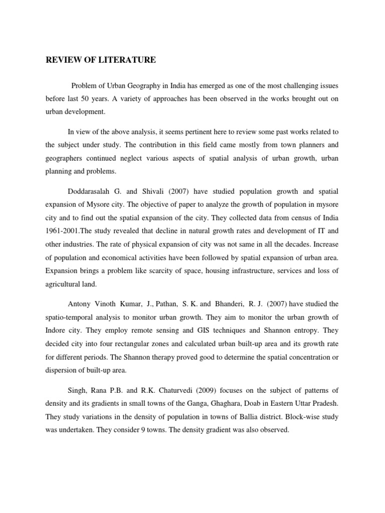 3review of Literature Urban Growth | PDF | Urbanization | Urban Sprawl