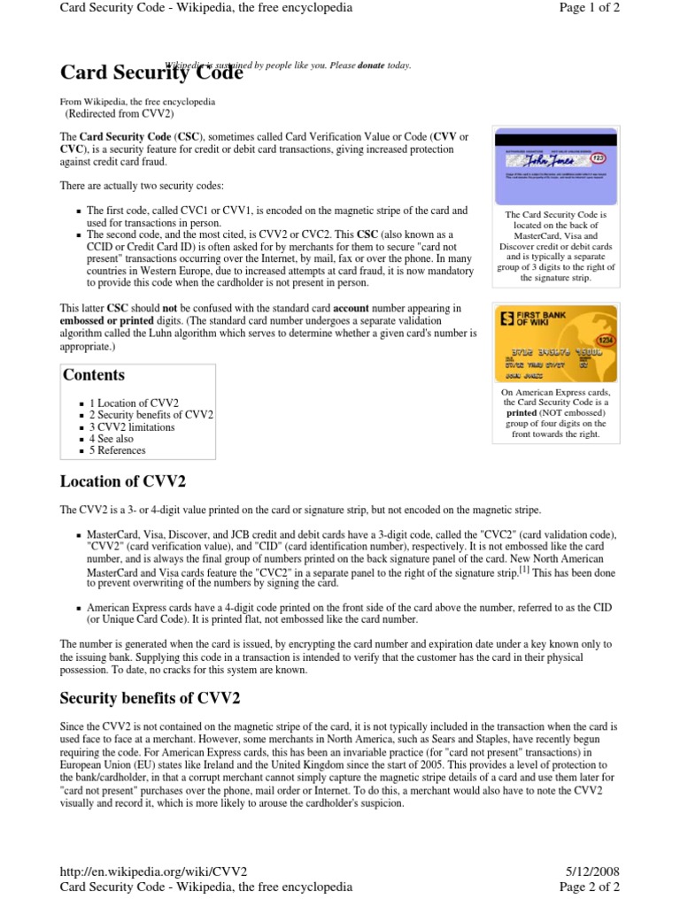 CVV2 | PDF | Credit Card | Retail Financial Services