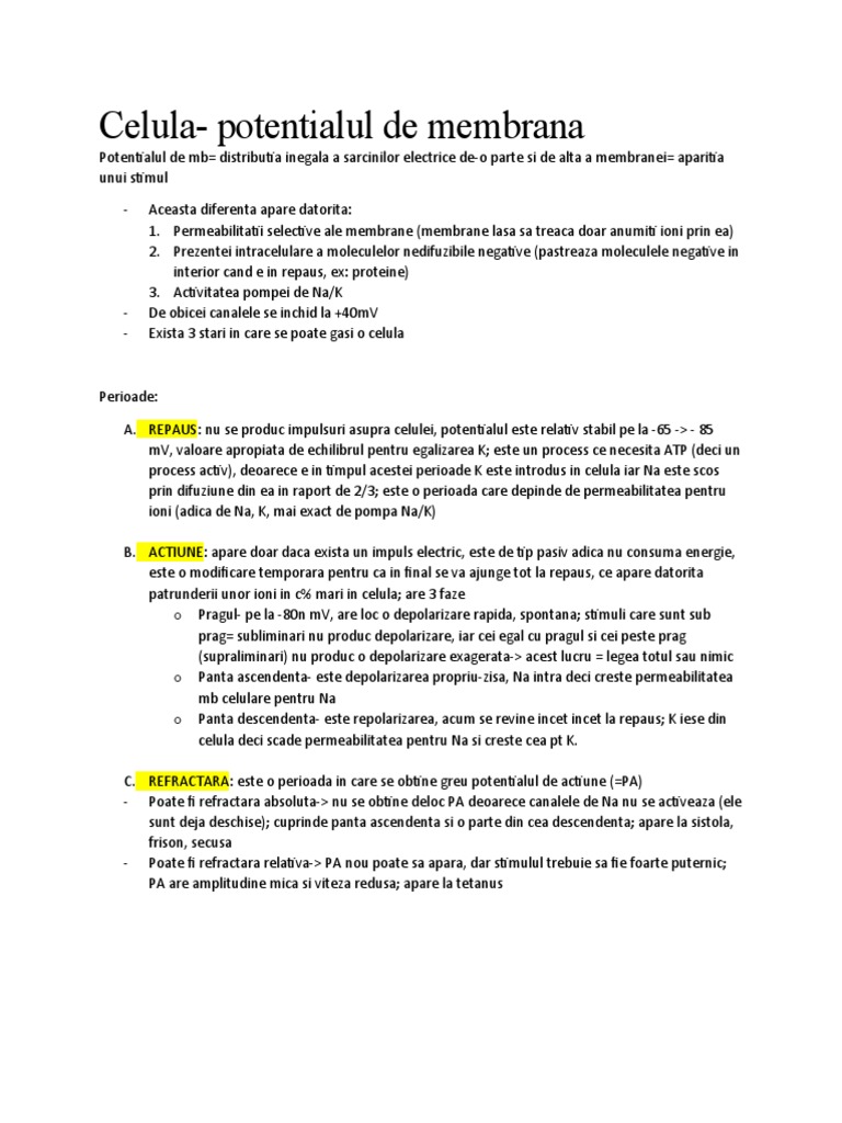 Lectia 4-Celula - Potential Membranar | PDF