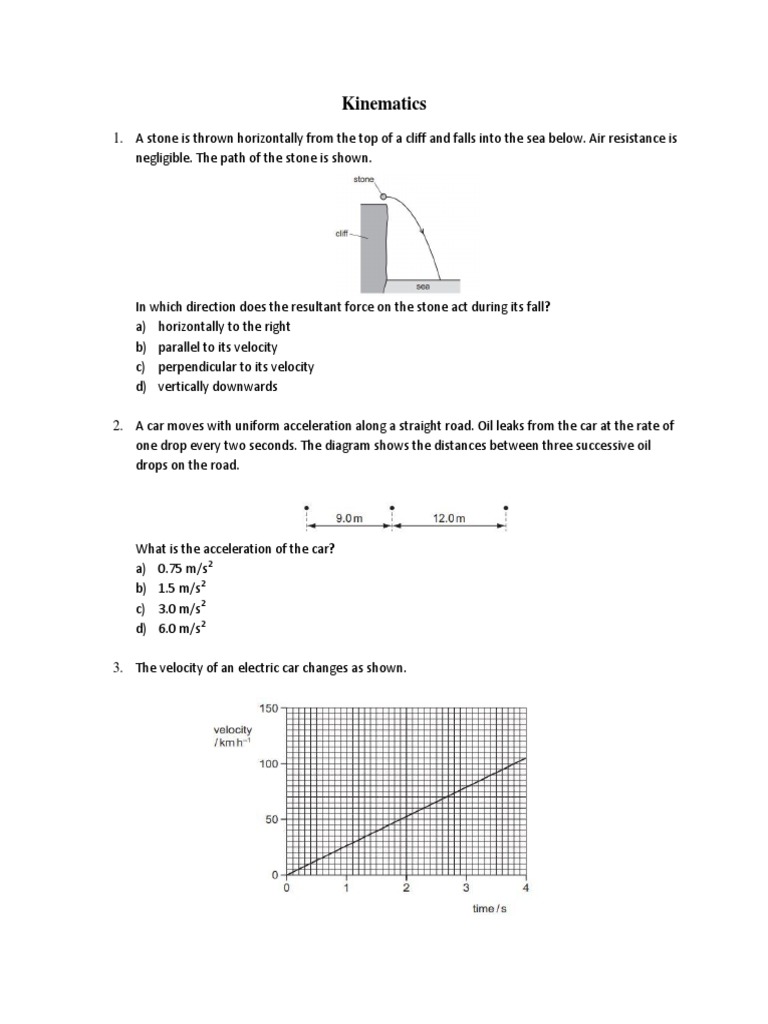 2020 - Kinematics (Multiple Choice) | PDF | Speed | Acceleration