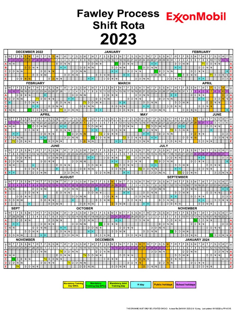 2023 Fawley Process Shift Rota A4 Size | PDF