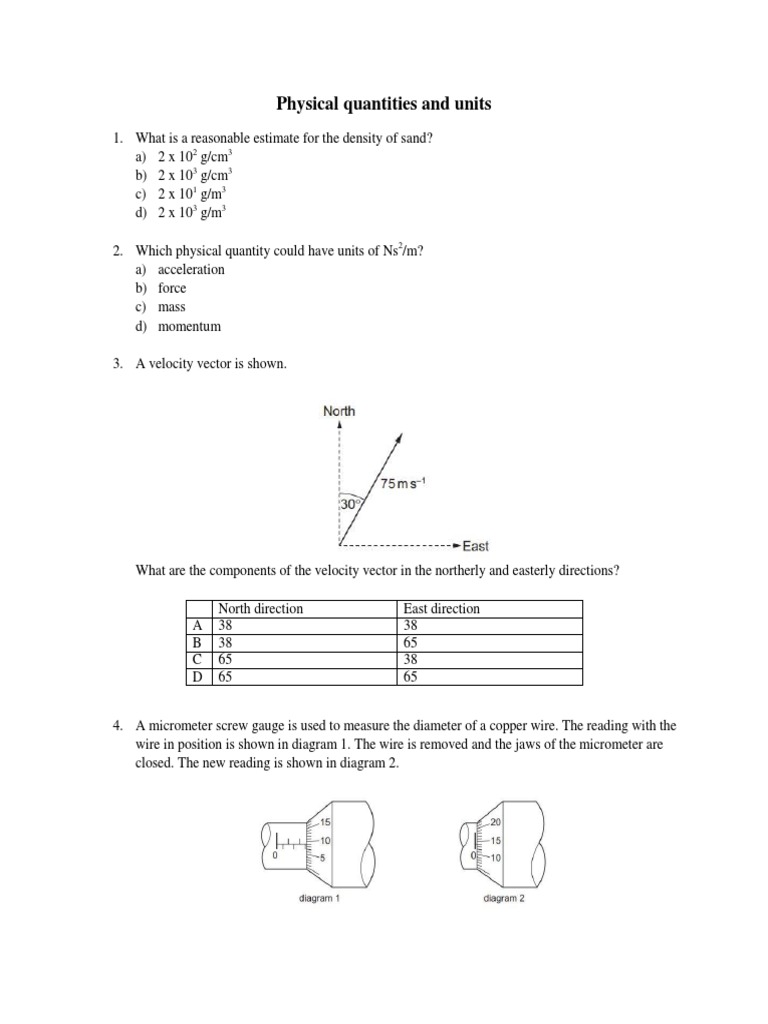 2021 - Physical Quantities and Units (Multiple Choice) | PDF | Force ...