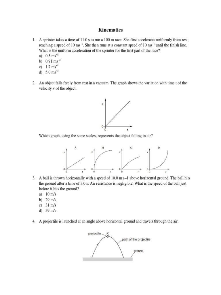2022 - Kinematics (Multiple Choice) | PDF