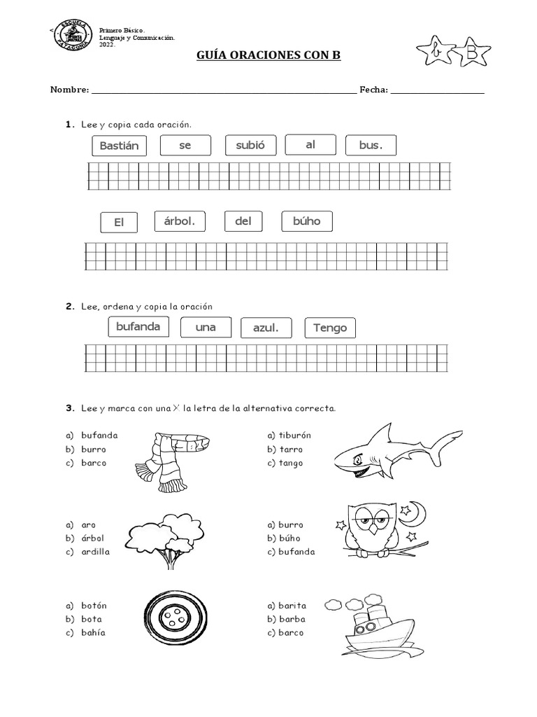 Oraciones con la letra B para niños | PDF