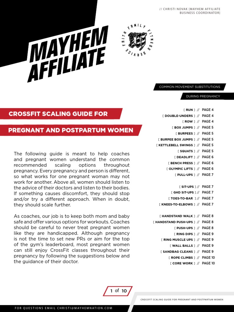CrossFit Scaling Guide For Pregnant and Postpartum Women | PDF