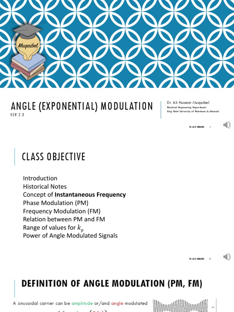 1 Angle (Exponential) Modulation and Instuntanuous Frequency | PDF | Frequency Modulation ...