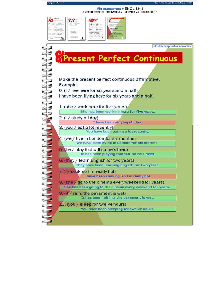 TA #1 W2 Present Perfect Continuous | PDF