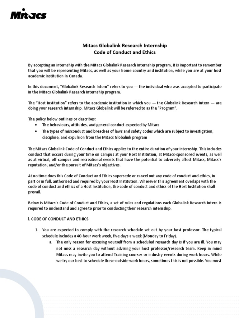 2023 Mitacs Student Code of Conduct and Ethics | PDF | Safety | Crimes