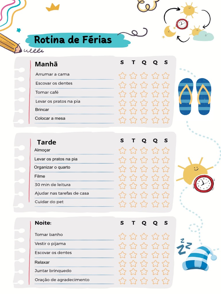 Rotina de Férias e editavel | PDF