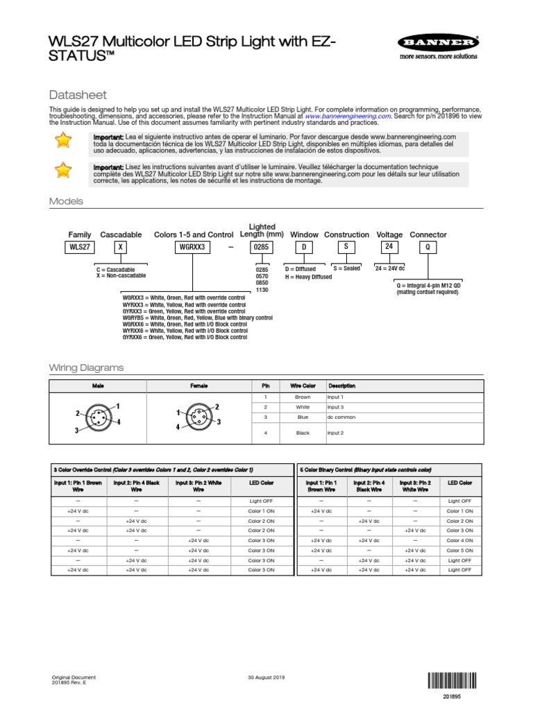 WLS27 Multicolor LED Strip Light With EZ-Status: Datasheet | PDF ...