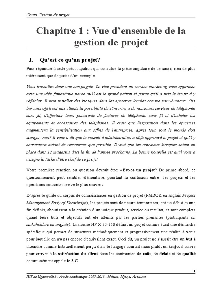 Introduction à la gestion de projet | PDF | Gestion de projet | Méthode ...