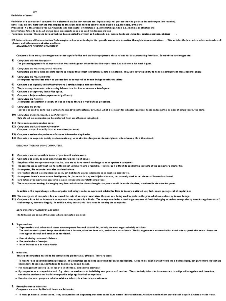 Compiled Ict Notes Dict | PDF