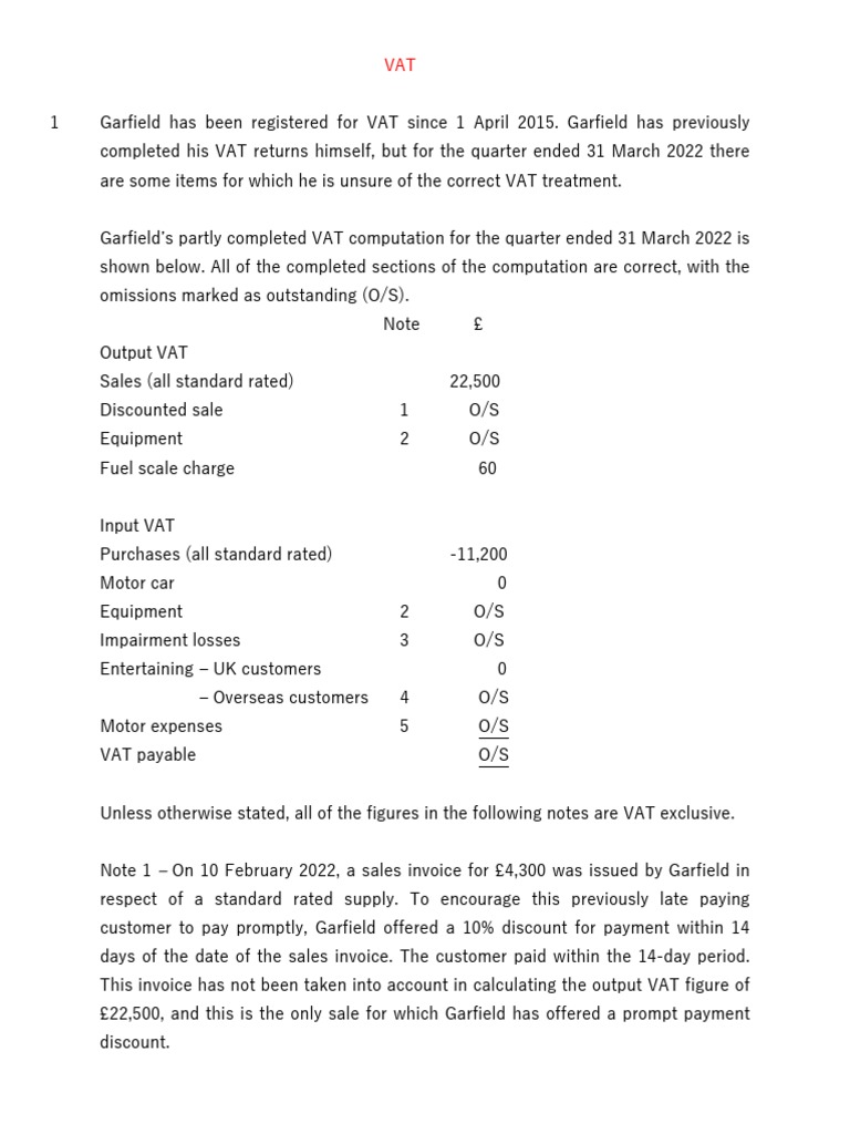Garfield (1) VAT Tax Question | PDF | Value Added Tax | Invoice