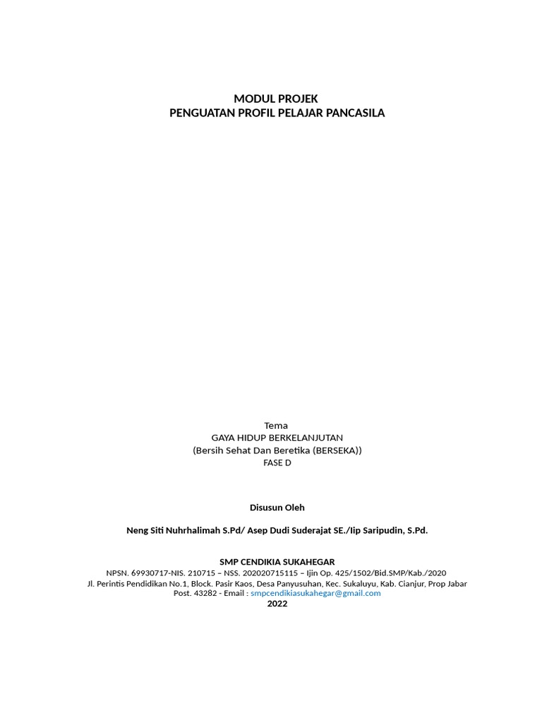 Modul Projek P5 GHB - Berseka 1 | PDF