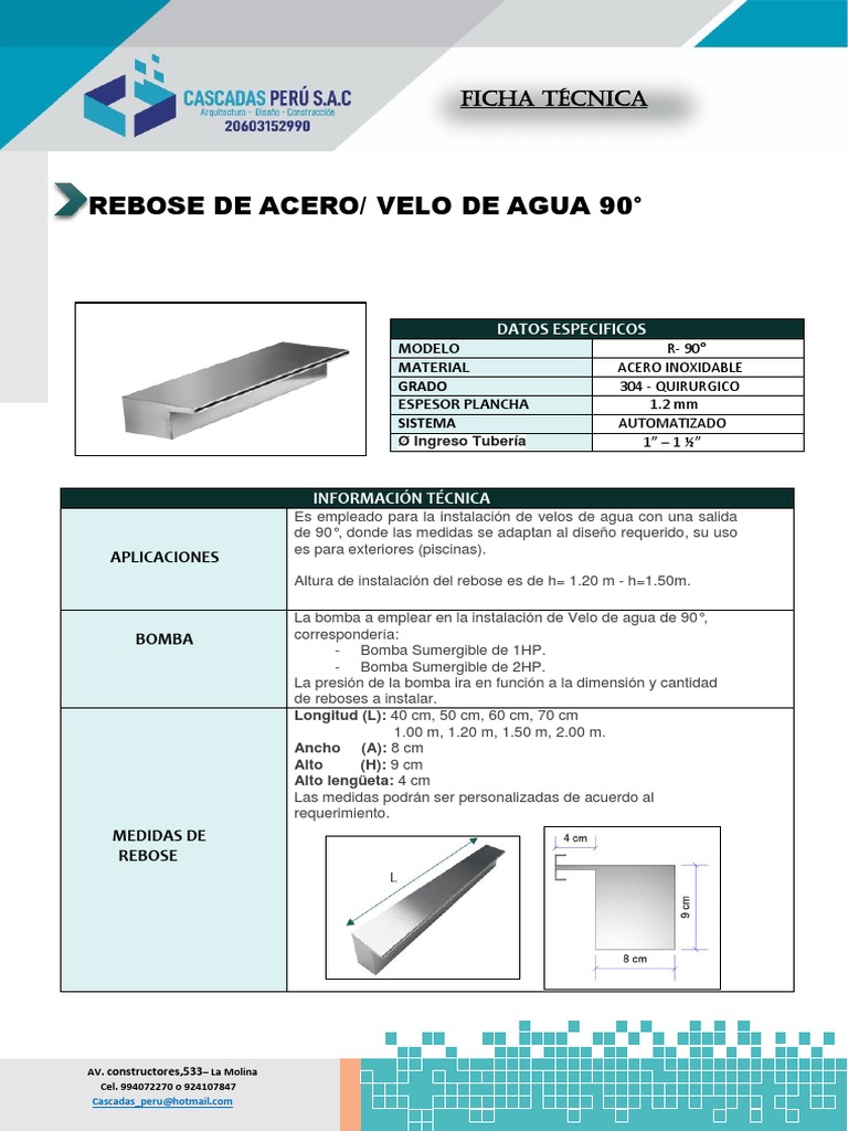 3.0 Ficha Tecnica - Rebose de Acero 90 | PDF