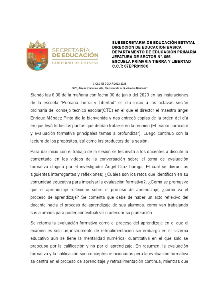 Relatoria Cte 8 | Descargar gratis PDF | Evaluación | Educación primaria