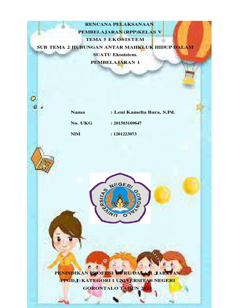 RPP Tema 5 Sub Tema 2, Pembelajaran 1 (PPL) | PDF