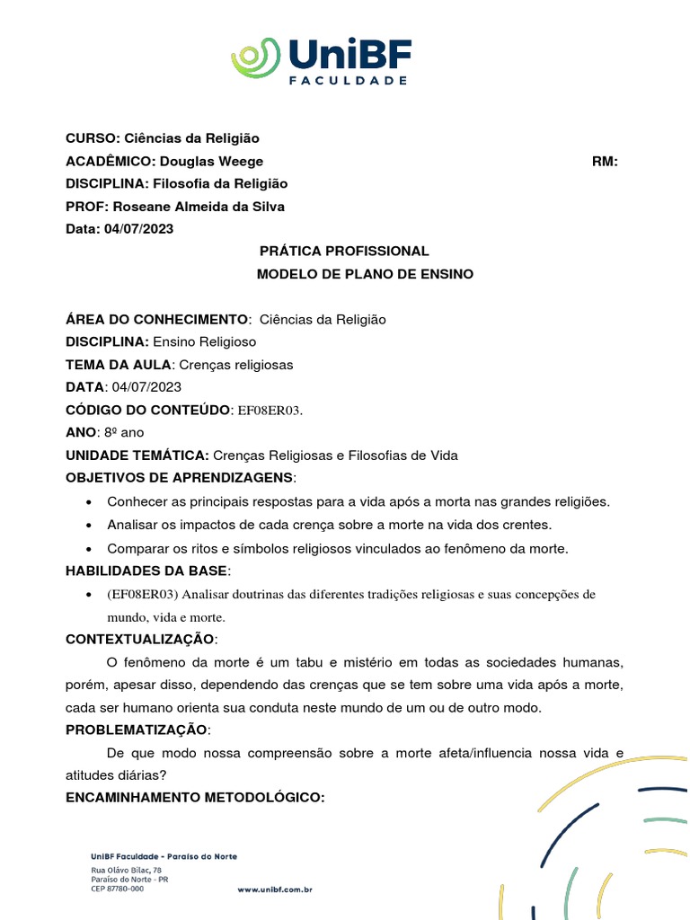 Prática - Plano de Aula ATUALIZADA 2605 (1) | PDF