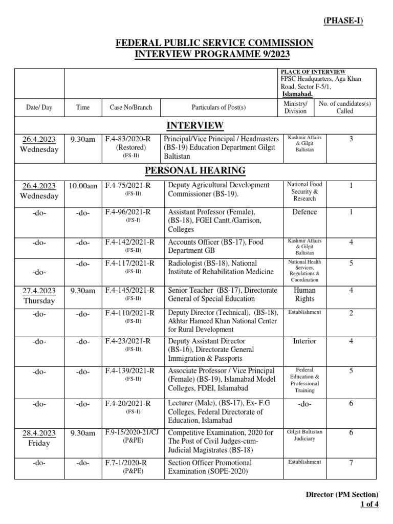 Interview Prog No.9-2023 | PDF | Government Of Pakistan | Pakistan