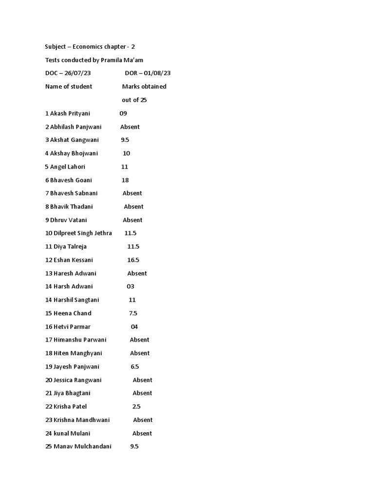 11th Eco CH 2 Marks | PDF