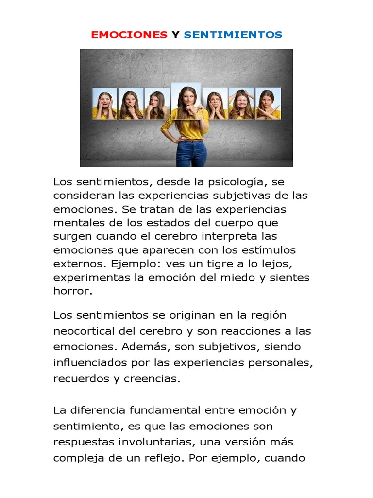Emociones y Sentimientos: Definición y Ejemplos | PDF | Las emociones ...