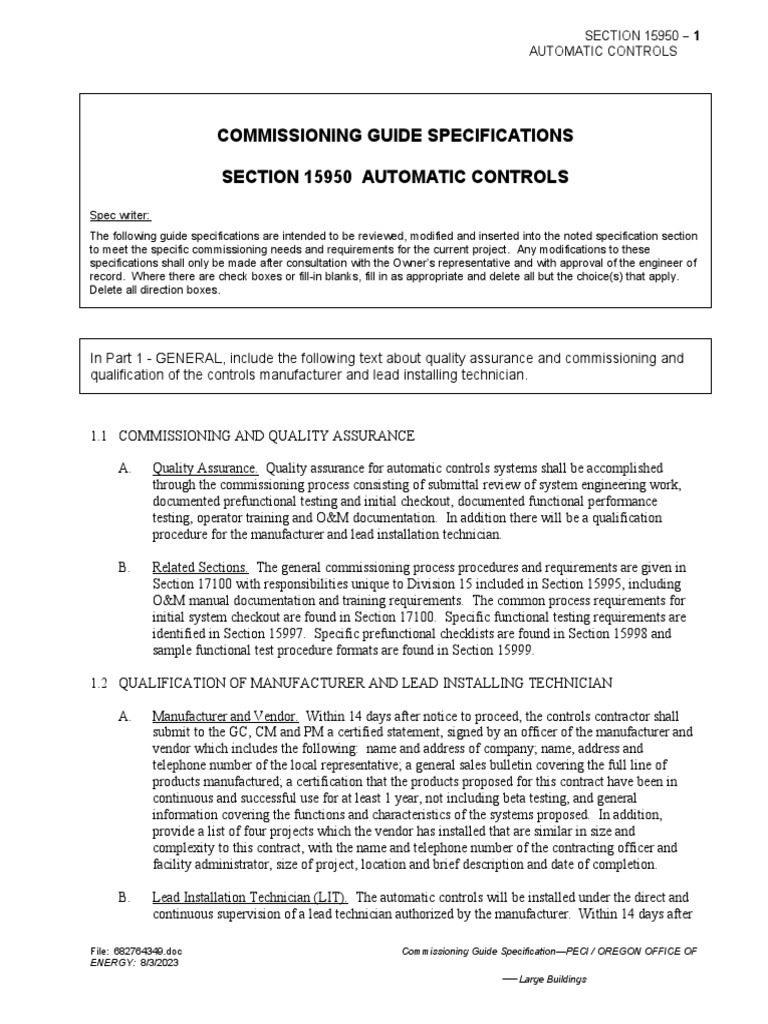 Automatic Controls Commissioning Guide | PDF | Pump | Mechanical ...