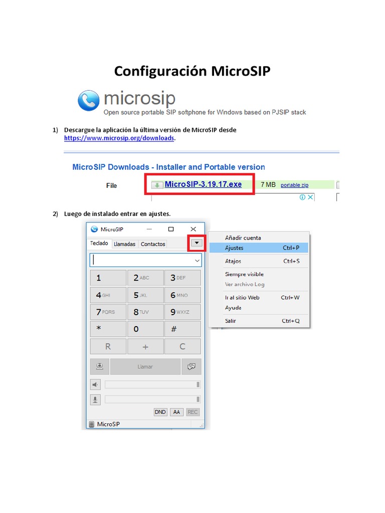 Instrucciones MicroSIP PbxOne | PDF